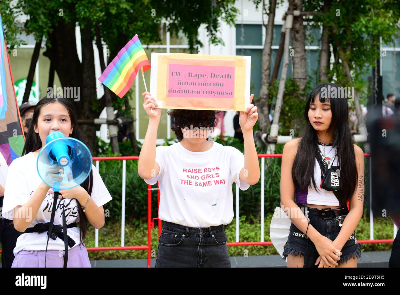 Bangkok, Thailand. 05th Feb, 2012. LGBTQ activists raise rainbow and ...