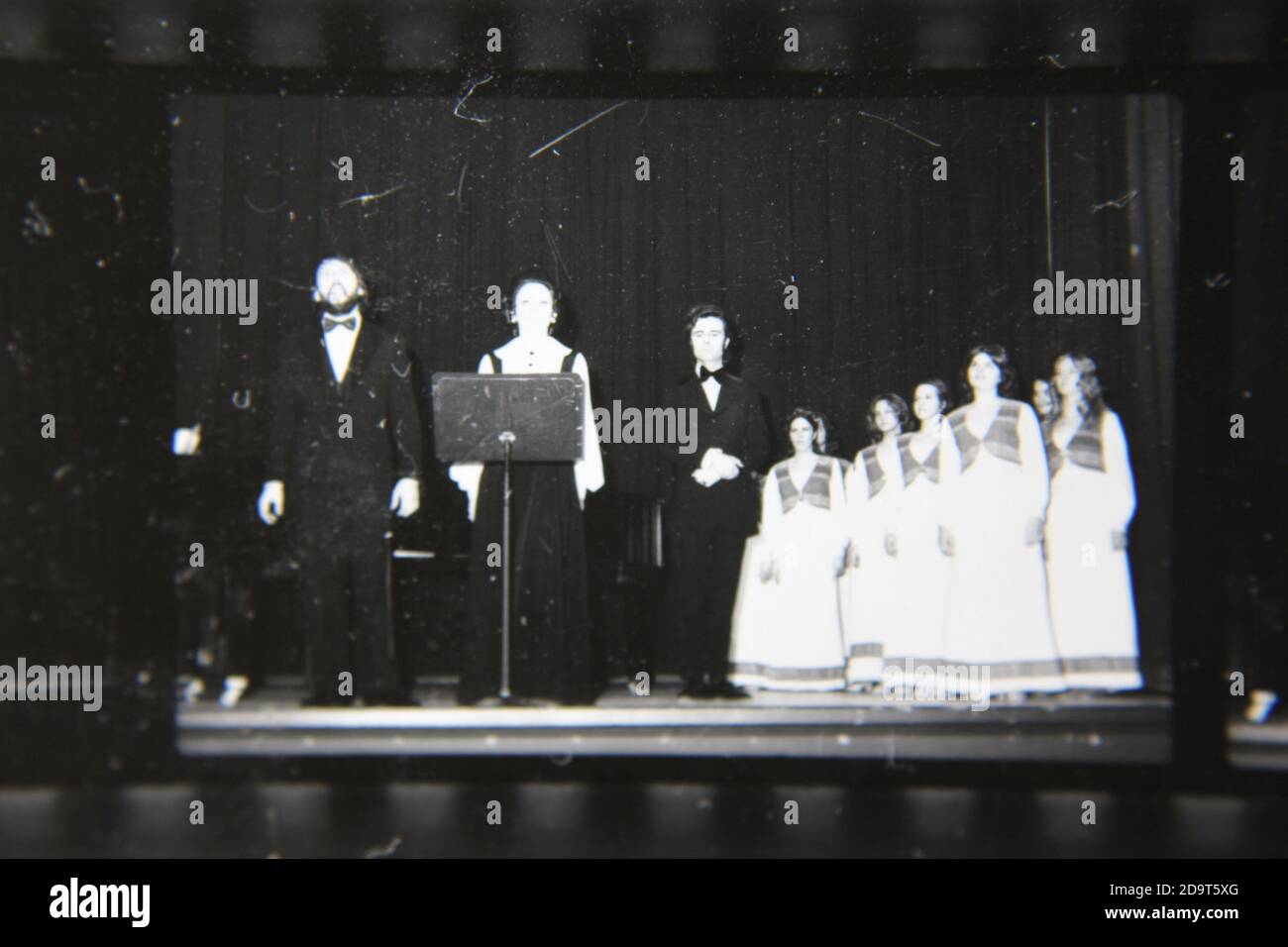 Fine 1970s vintage black and white photography of an on stage ...