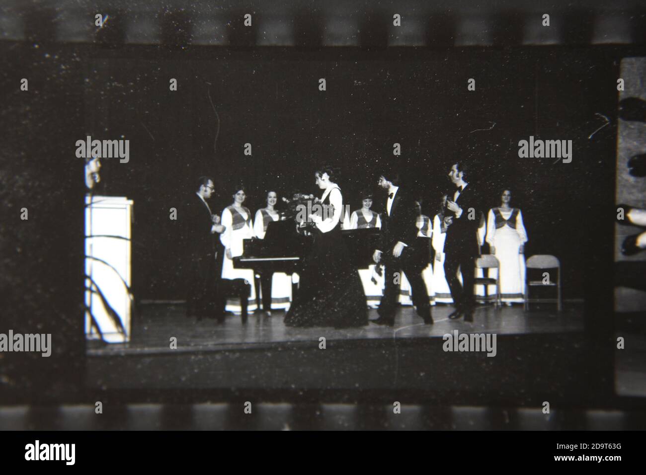 Fine 1970s vintage black and white photography of an on stage ...