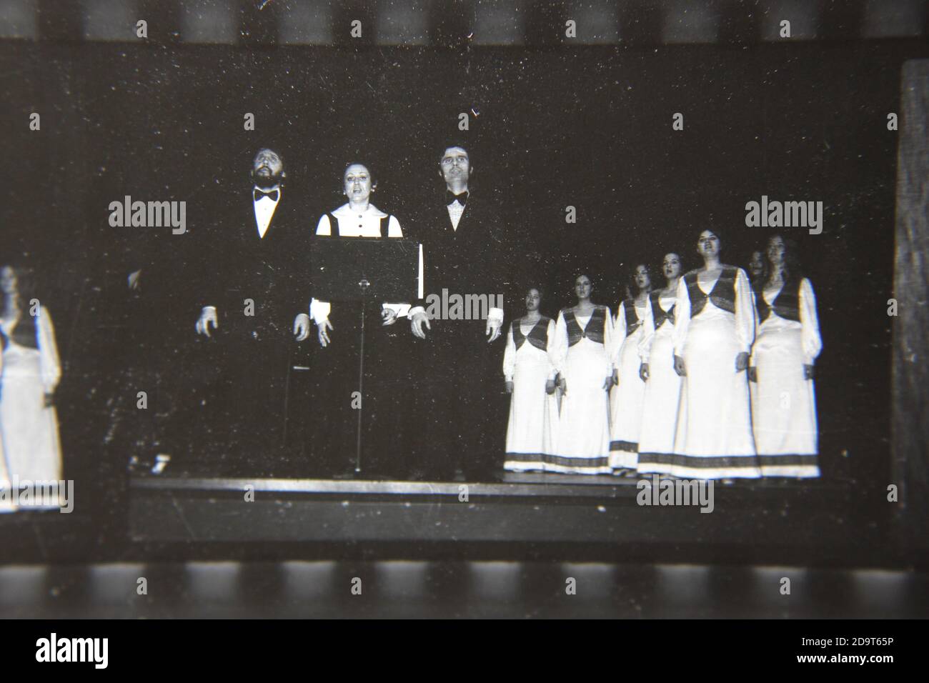 Fine 1970s vintage black and white photography of an on stage ...