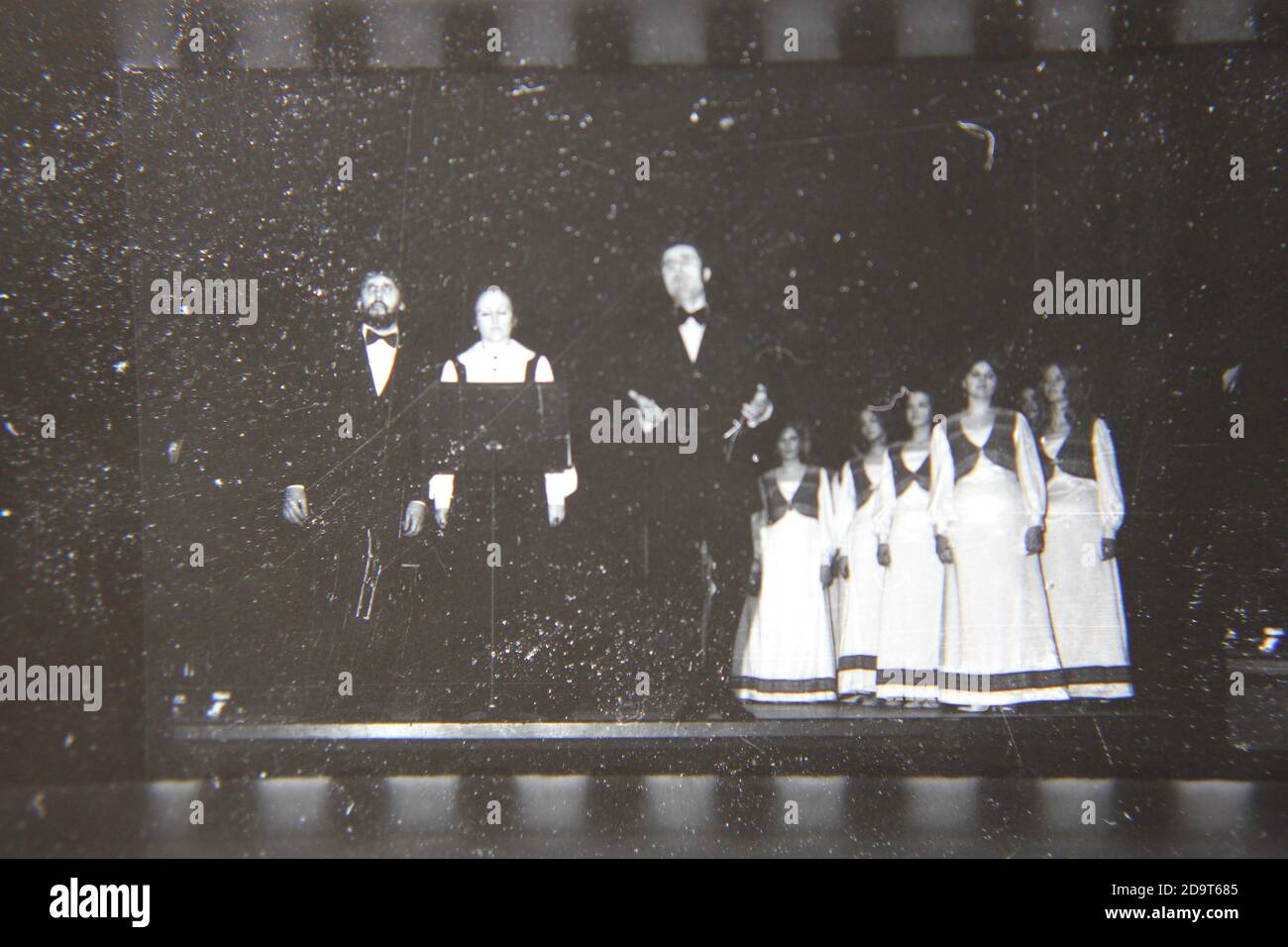 Fine 1970s vintage black and white photography of an on stage ...