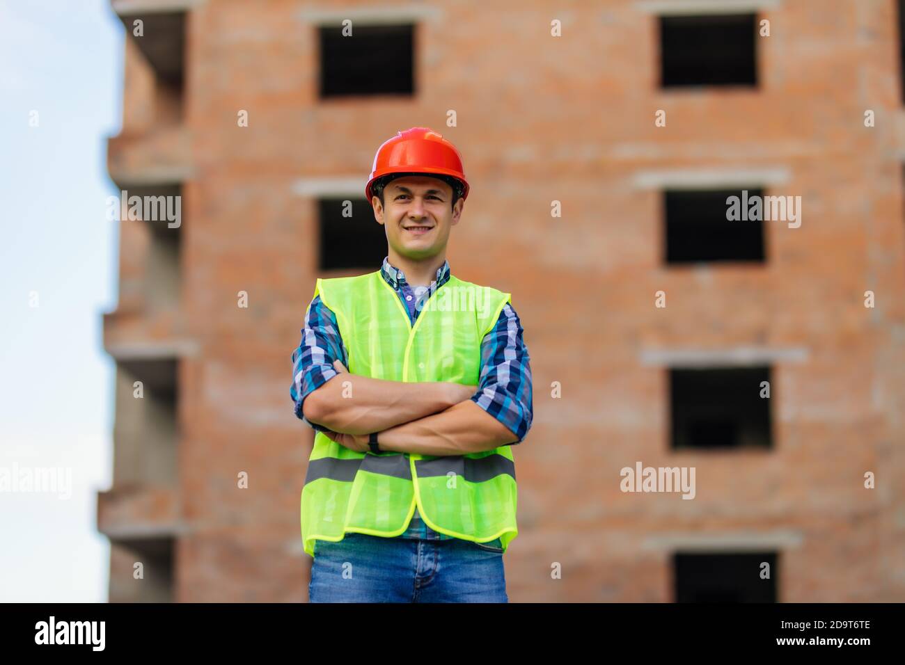 Portrait Of Construction Worker On Building Site Stock Photo - Alamy