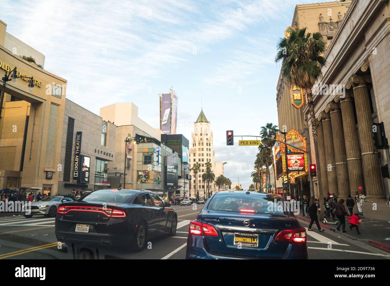 LOS ANGELES, CALIFORNIA - MARCH 9, 2019: Streets of L.A. city, in ...