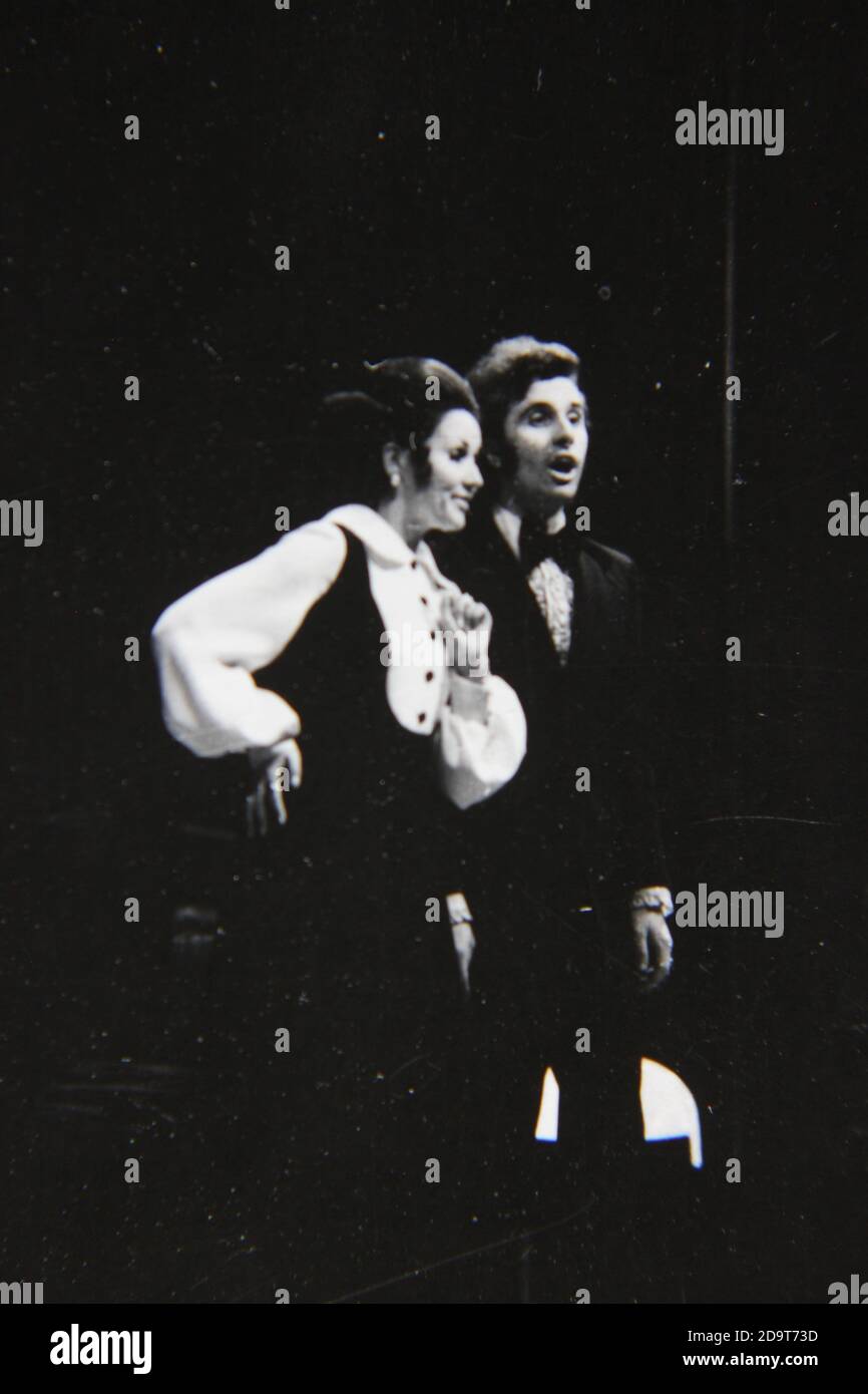 Fine 1970s vintage black and white photography of an on stage performance Stock Photo - Alamy