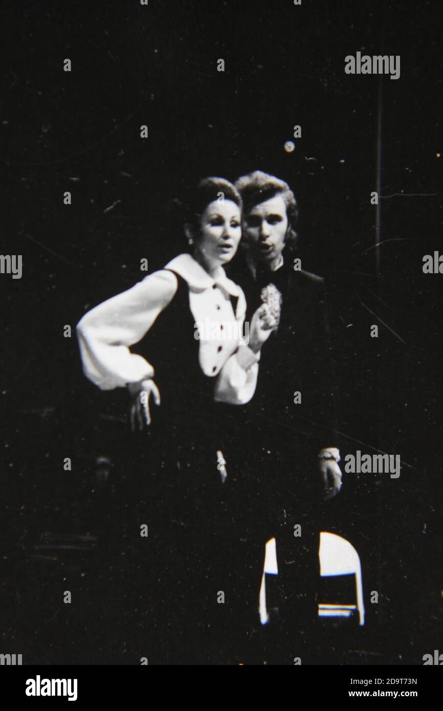 Fine 1970s vintage black and white photography of an on stage ...