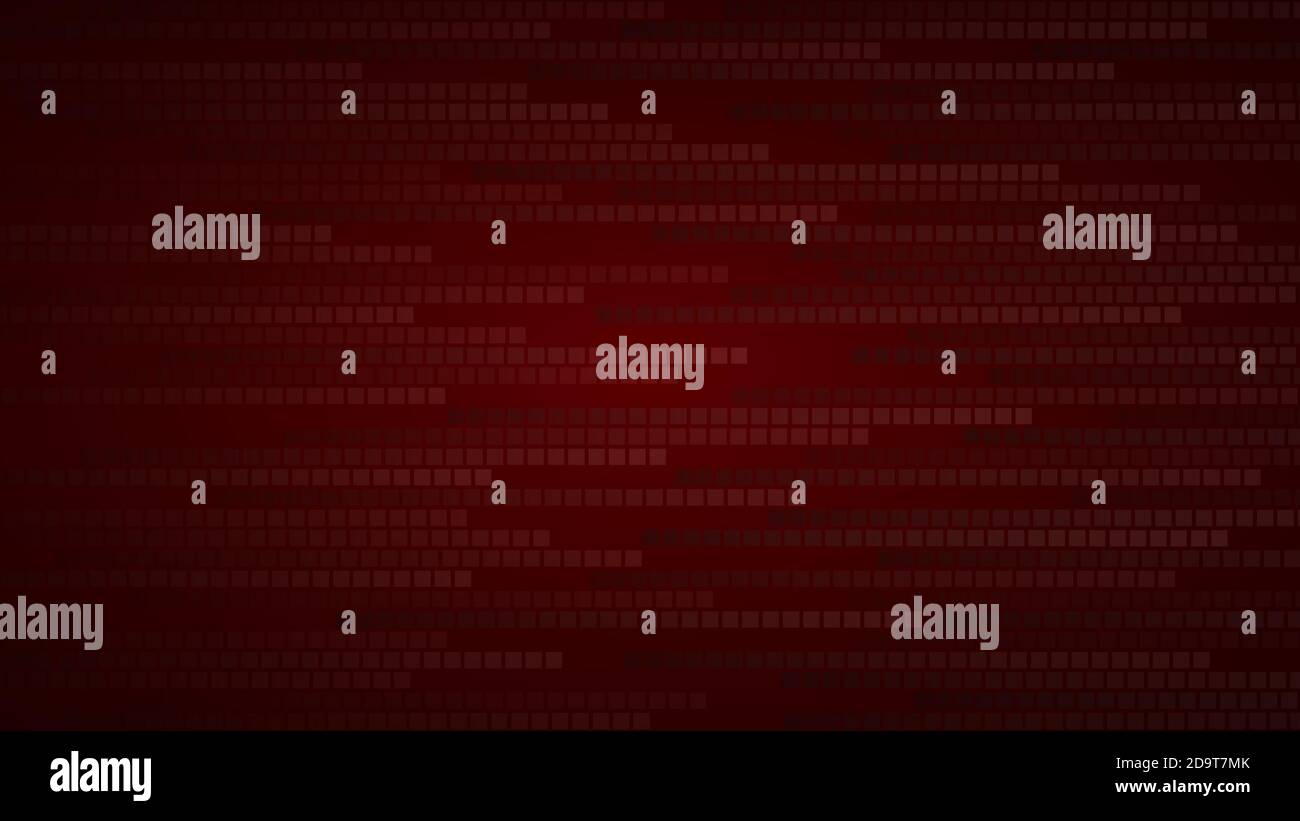 Abstract background of small squares or pixels in shades of dark red ...