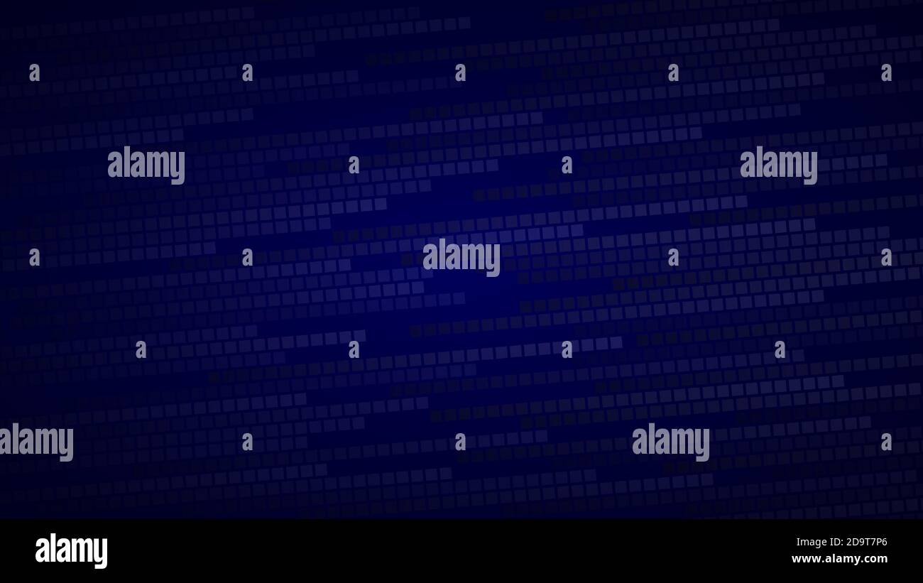 Abstract background of small squares or pixels in shades of dark blue ...