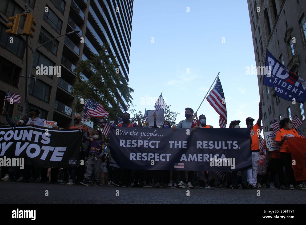 New York, USA. 7th Nov, 2020. (NEW) People celebrate the victory of Joe ...