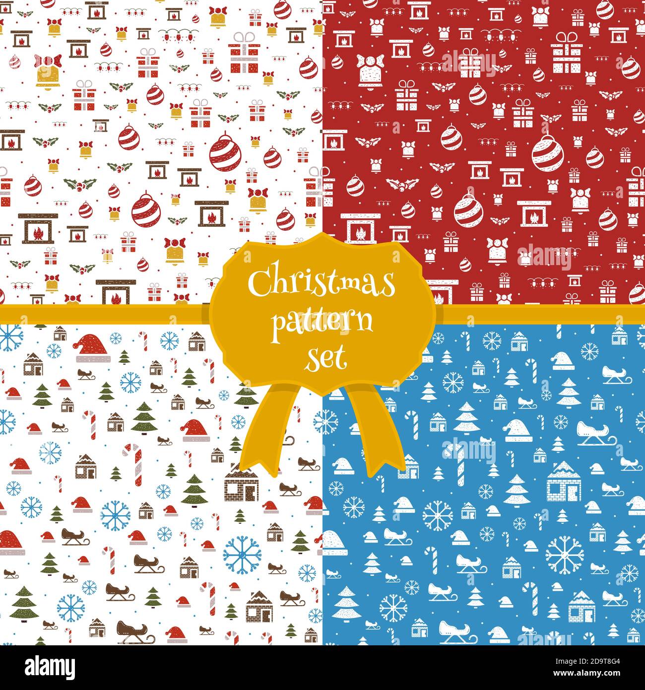Set of christmas seamless patterns in cartoon style. Vector Christmas ...