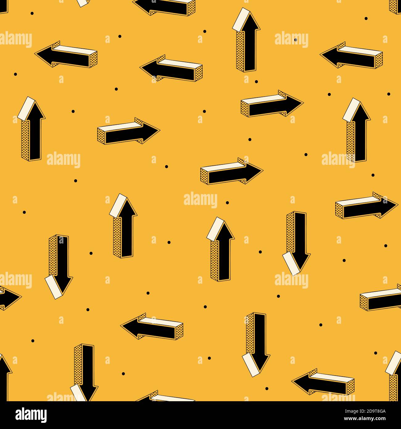 Seamless pattern of arrows retro design on a yellow background Stock ...