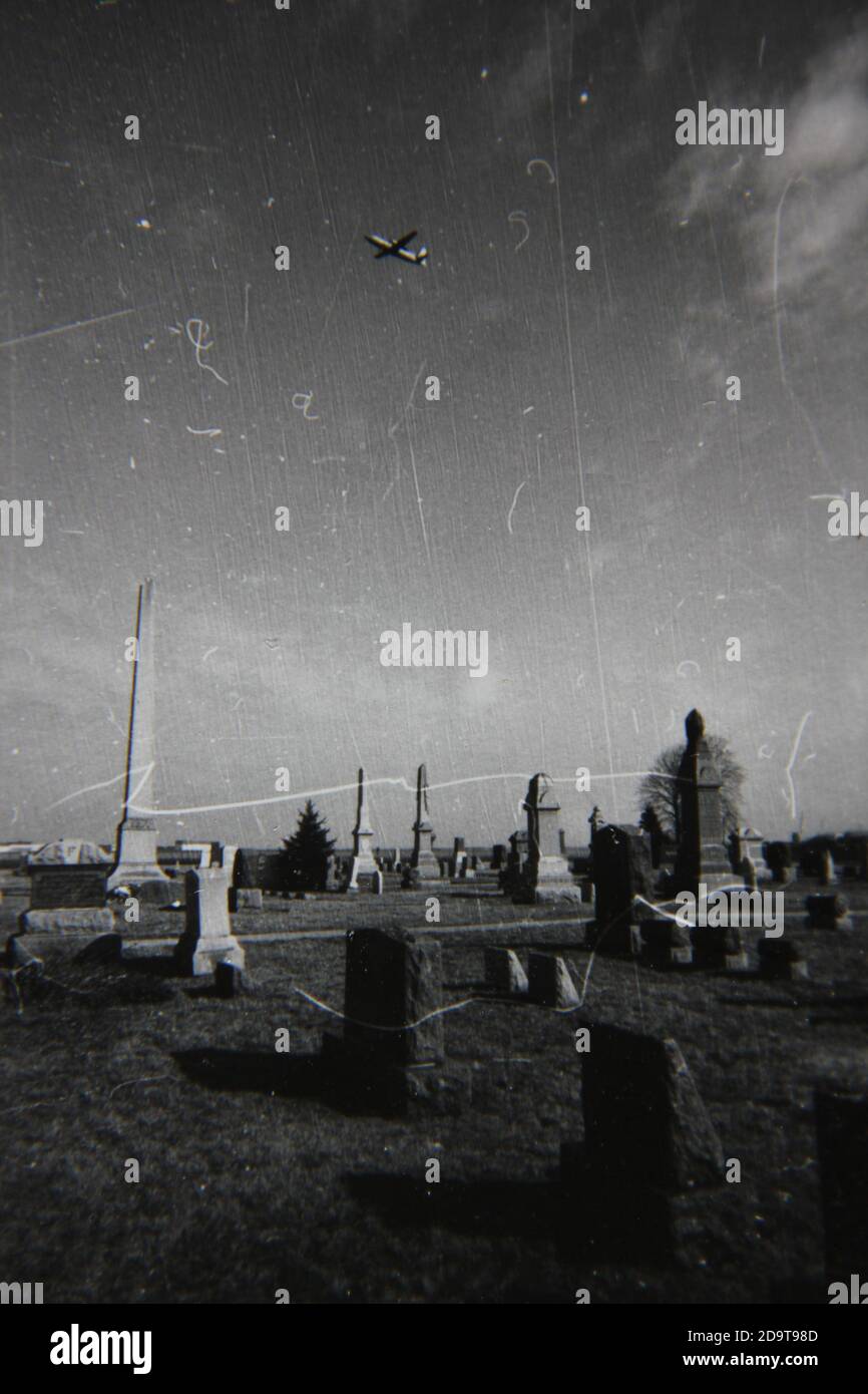 Fine 1970s vintage black and white photography of a cemetery full of ...