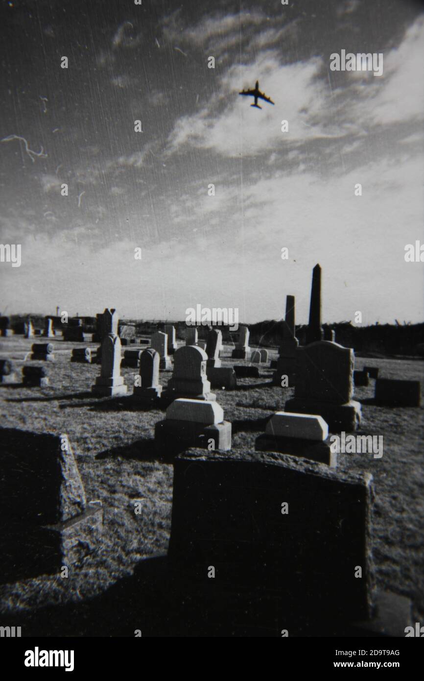 Fine 1970s vintage black and white photography of a cemetery full of ...