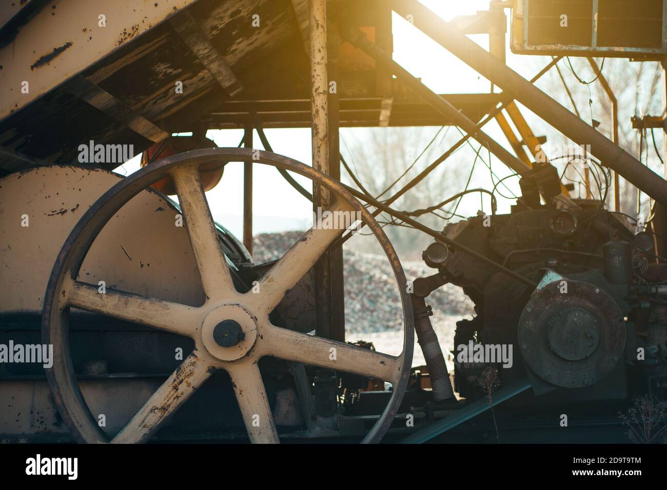 Old vintage machine engine with rotor Stock Photo - Alamy