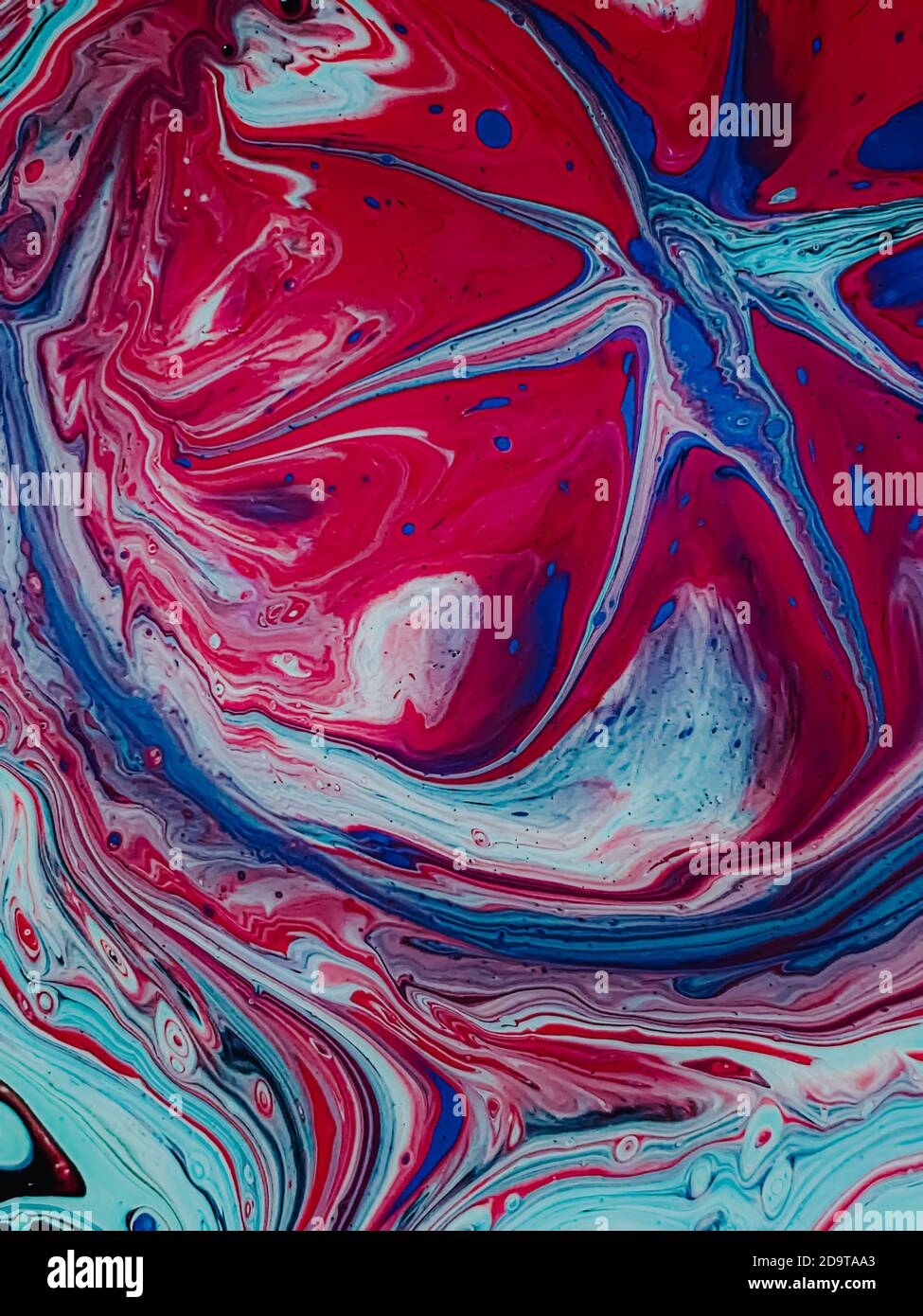 Vertical shot of an abstract artwork with colorful curves and shapes ...