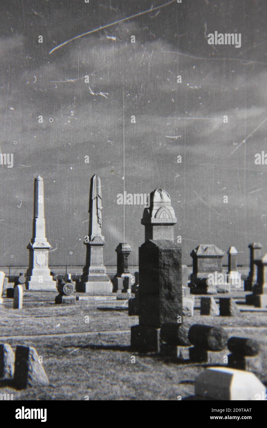 Fine 1970s vintage black and white photography of a cemetery full of ...