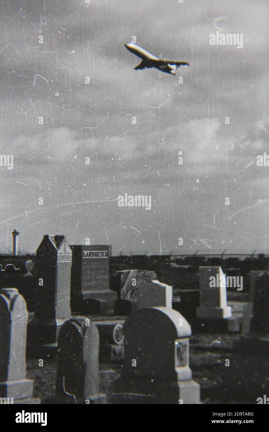 Fine 1970s vintage black and white photography of a cemetery full of ...