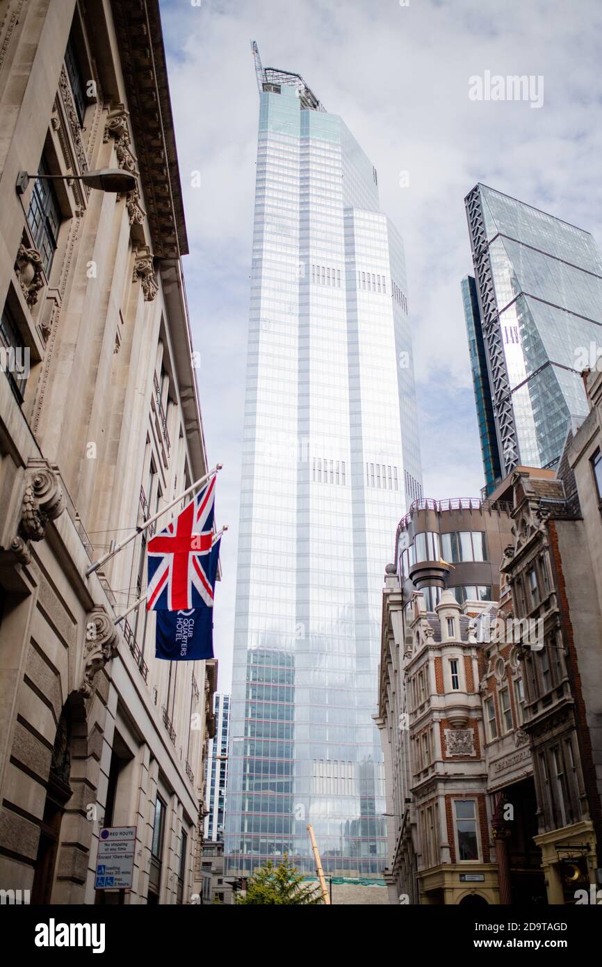 Portrait View of a Silver Skyscraper in the Background and Under a ...