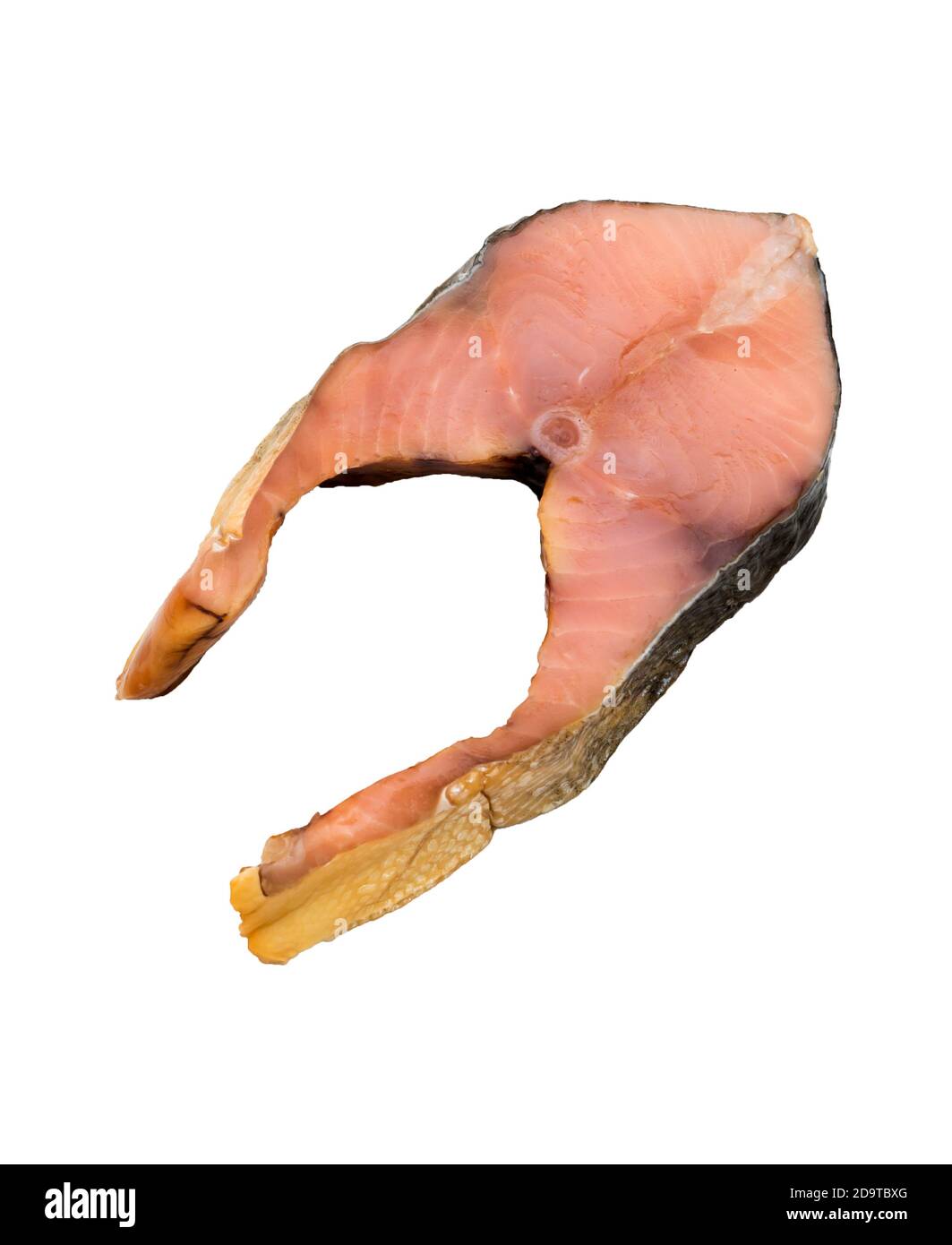Piece of cut fish pink salmon, on white background isolated Stock Photo ...