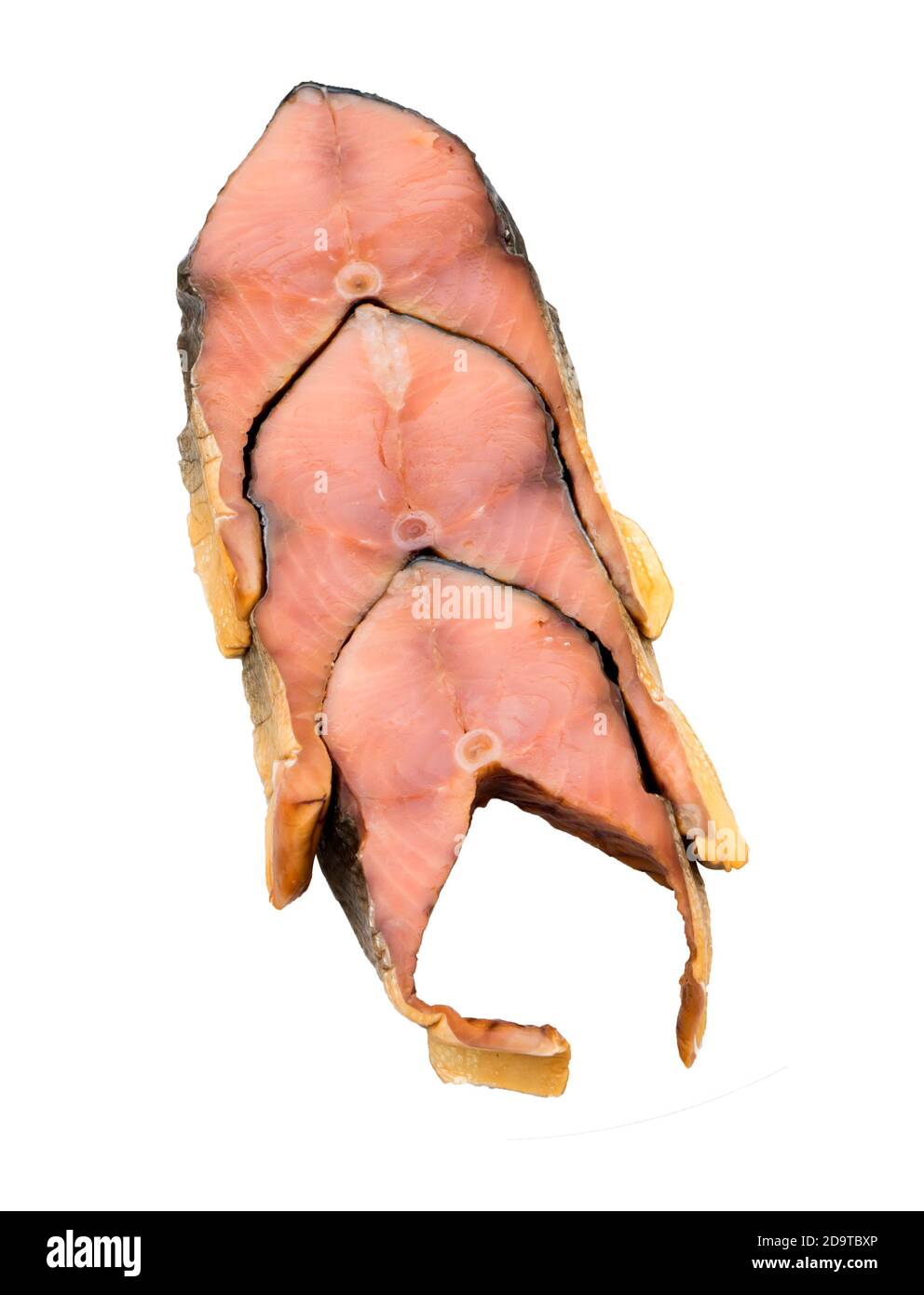 Piece of cut fish pink salmon, on white background isolated Stock Photo ...