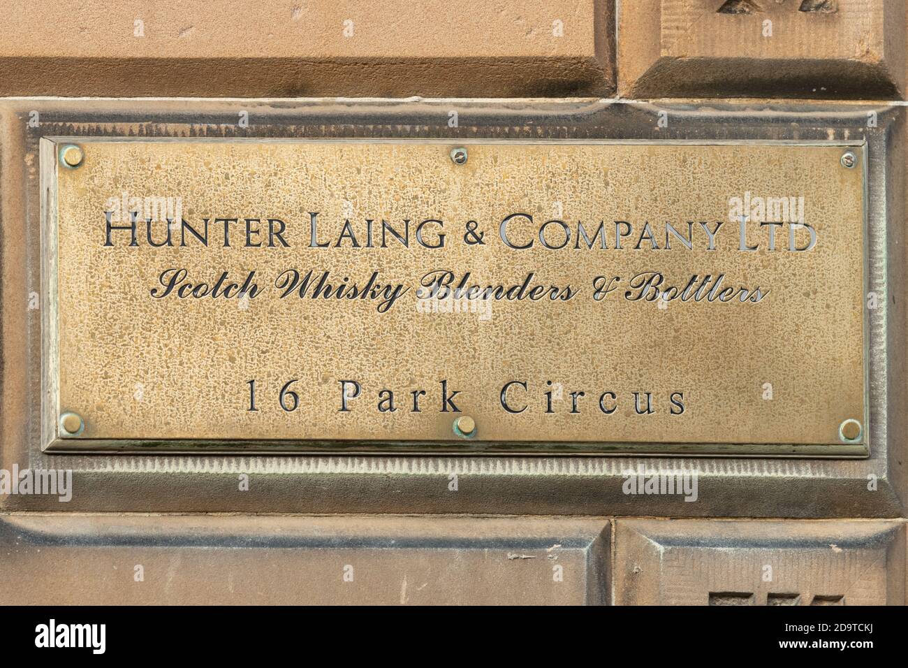 Hunter Laing & Company Ltd sign, Park Circus, Glasgow, Scotland, UK ...