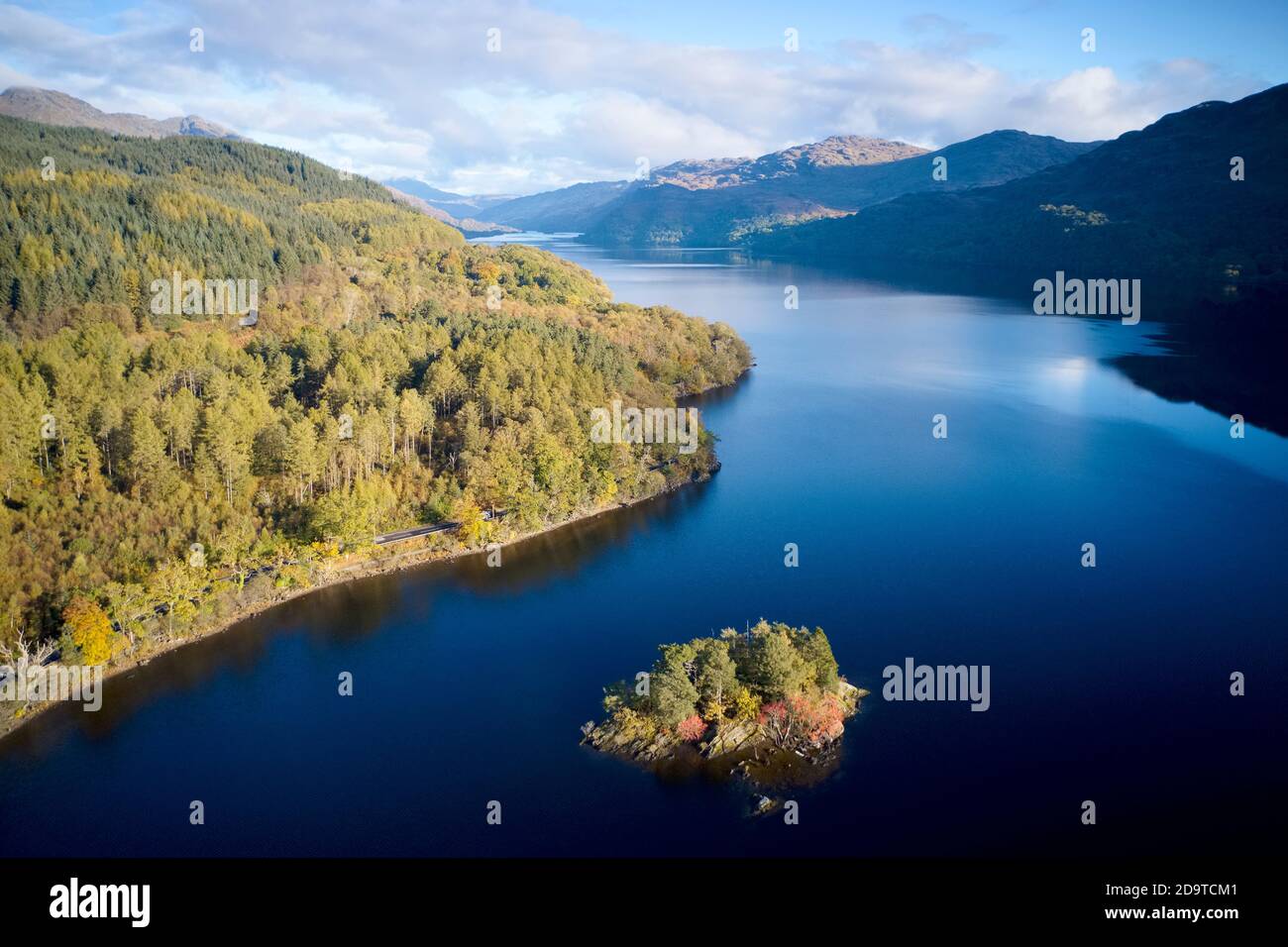 Aerial view of of green and orange trees during autumn hi-res stock ...