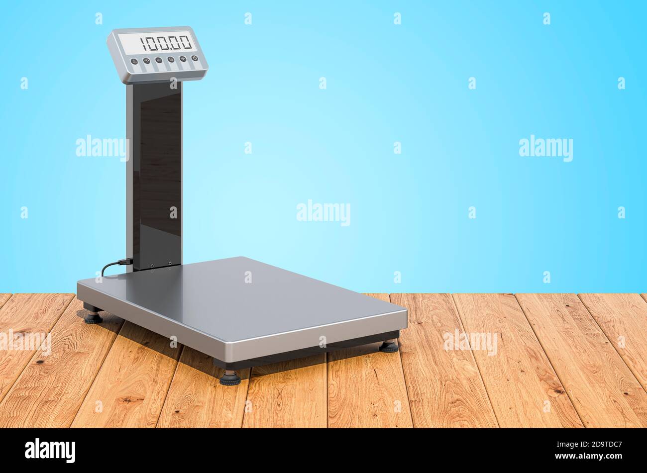 Warehouse Scale on the wooden planks, 3D rendering Stock Photo - Alamy