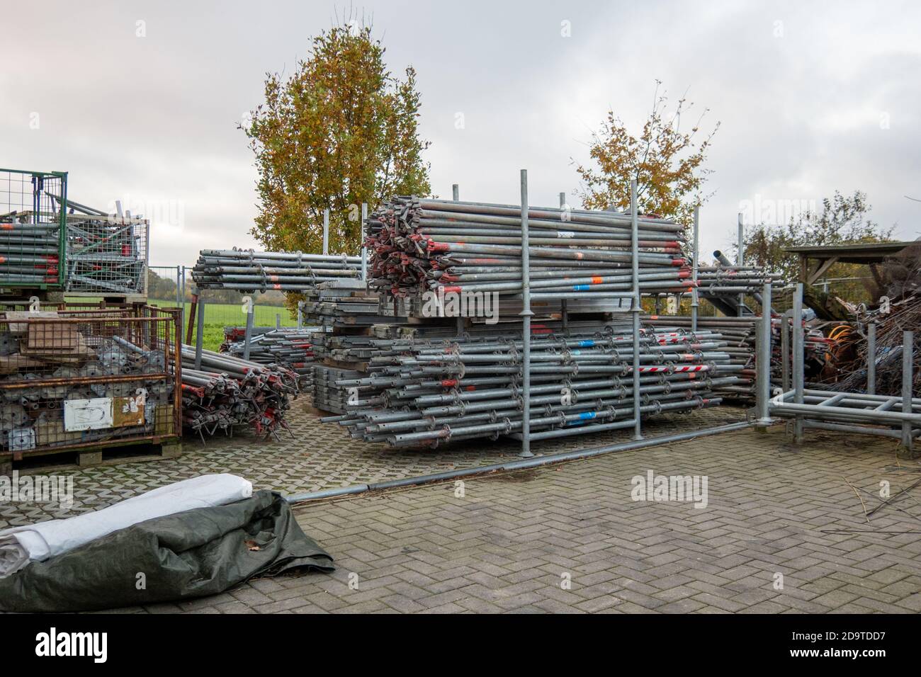 on a building yard there are many scaffolding parts of a scaffold ...