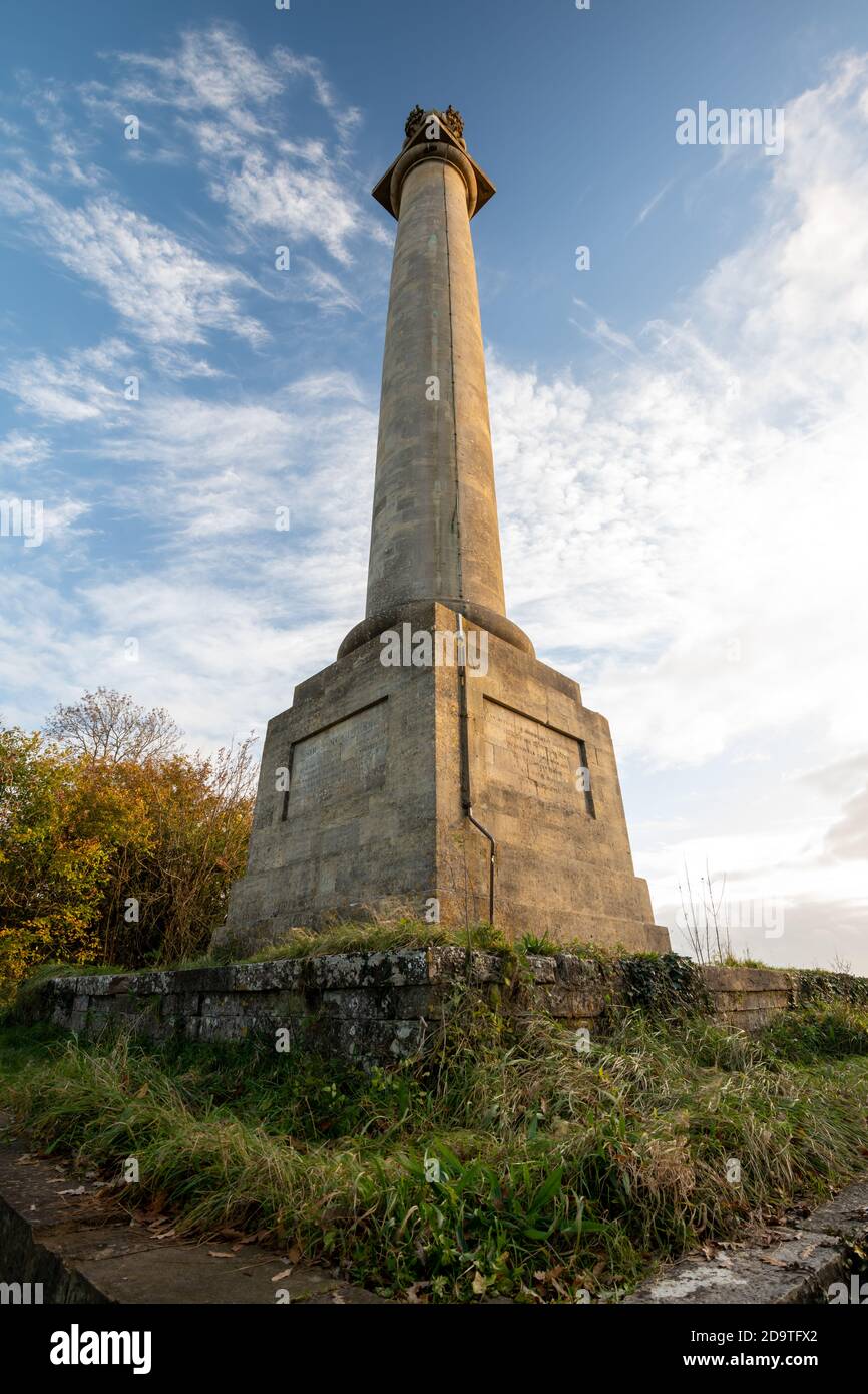 View of the Admiral Hood Monument near Compton Dundon in somerset Stock ...