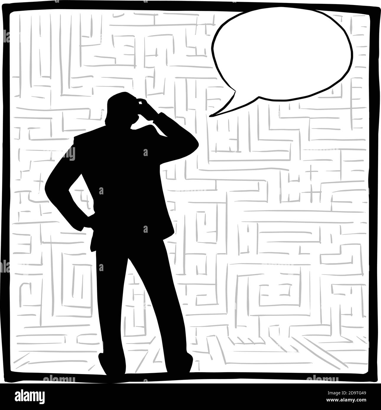 Businessman drawing maze creative Cut Out Stock Images & Pictures - Alamy