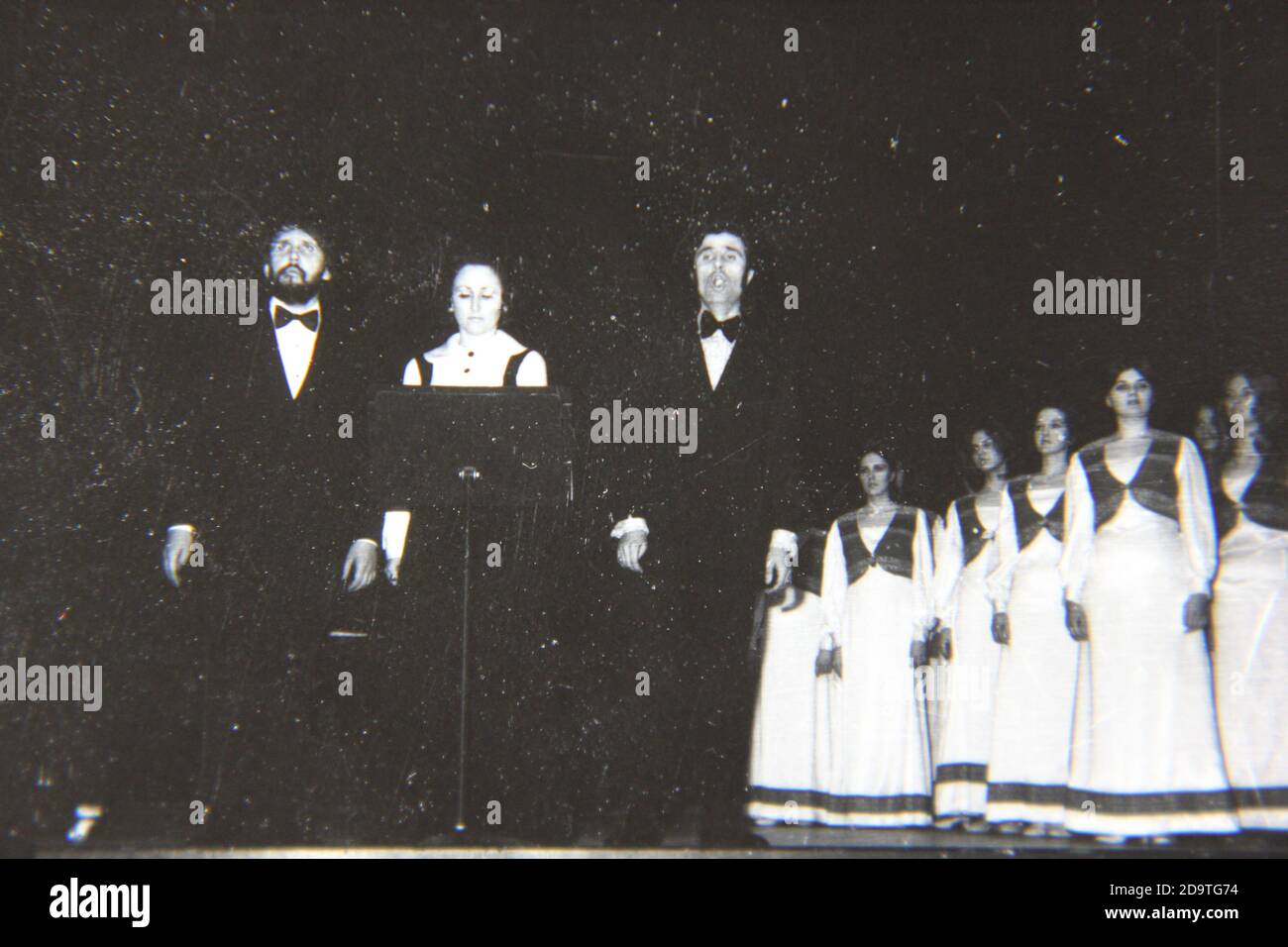 Fine 1970s vintage black and white photography of an on stage ...