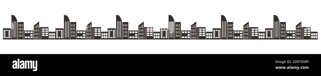 Building skyline footer decoration in black and white Stock Photo - Alamy