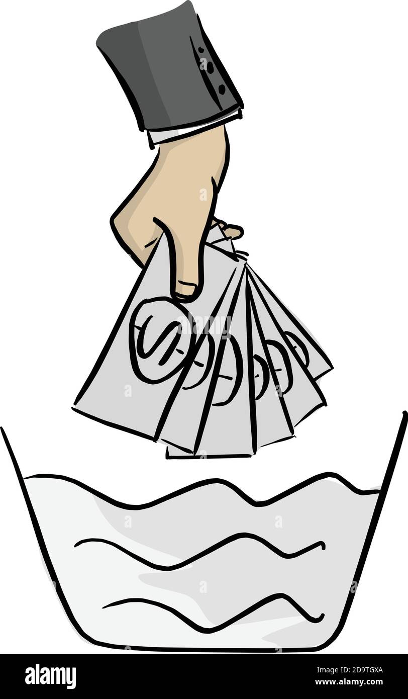 hand of businessman washing money on the bowl vector illustration ...