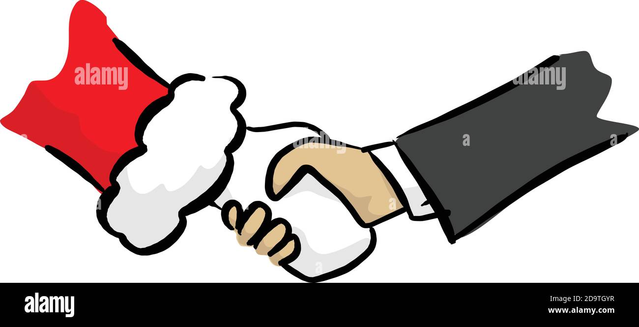 close-up handshake between businessman and santa claus vector ...