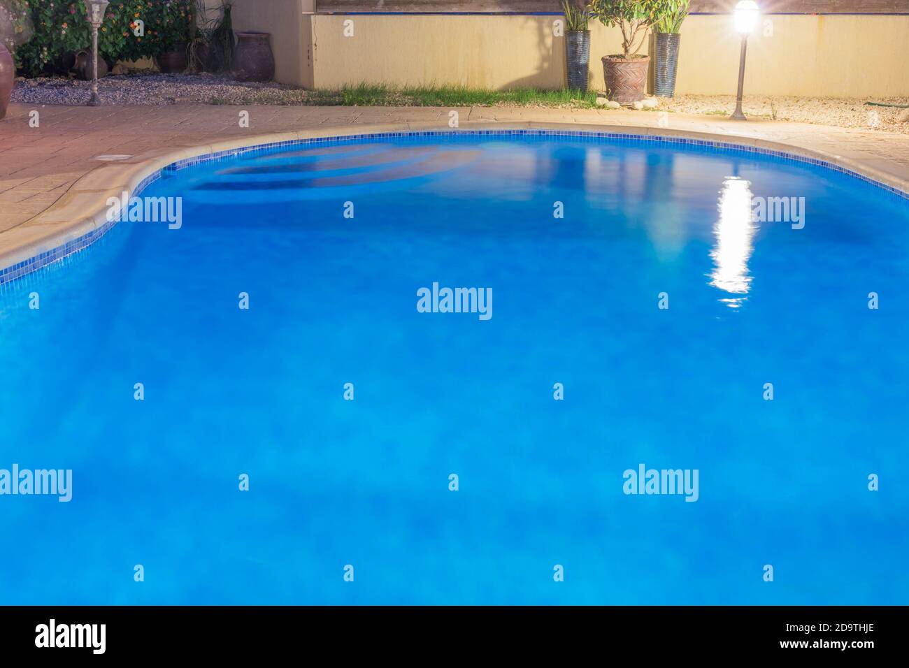 Blue swimming pool close up view Stock Photo - Alamy