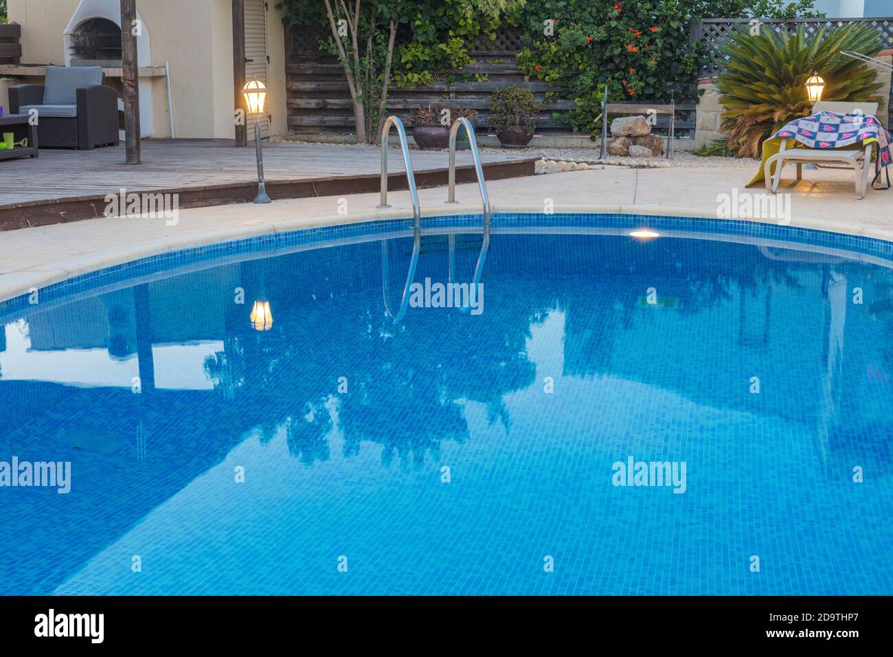 Blue swimming pool close up view Stock Photo - Alamy