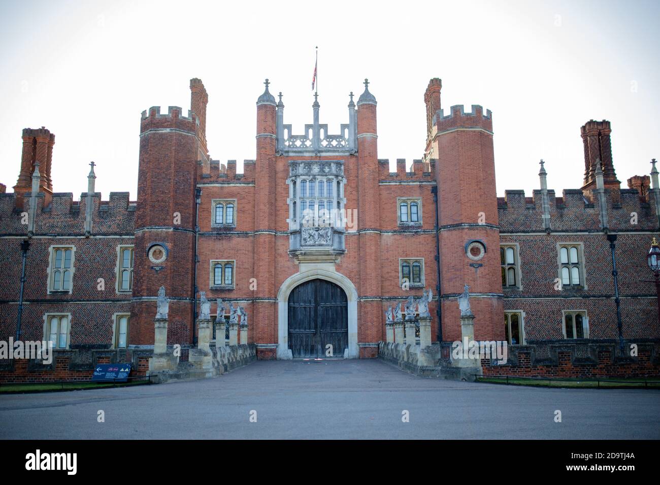 The Front Side of Hampton Court Palace with a Bright Sky Behind it ...