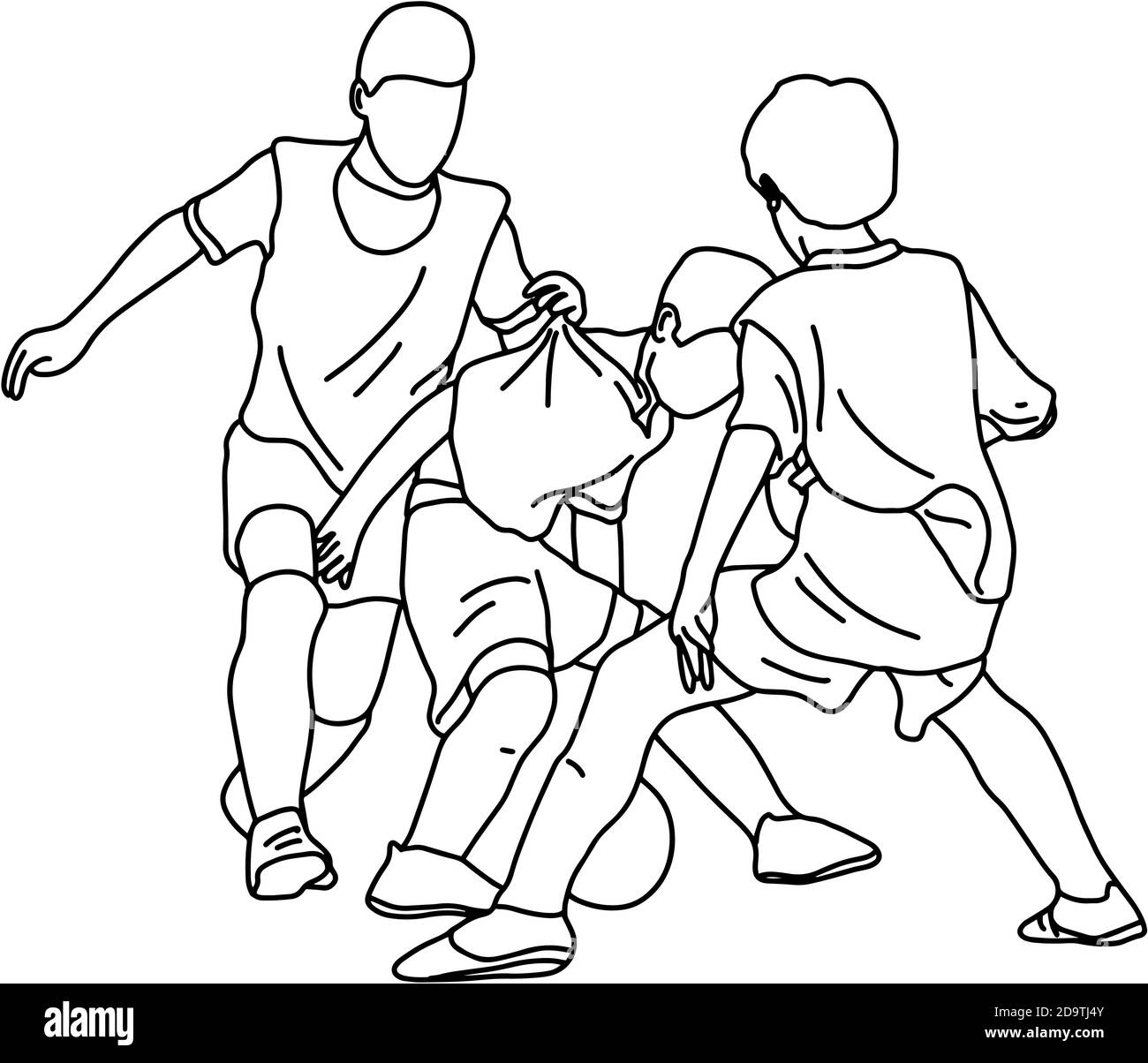 Boys Play Fighting Outline