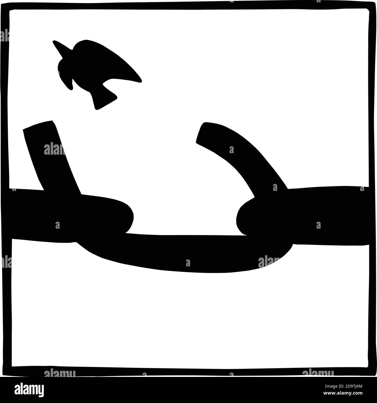 silhouette broken chain and flying bird vector illustration sketch ...