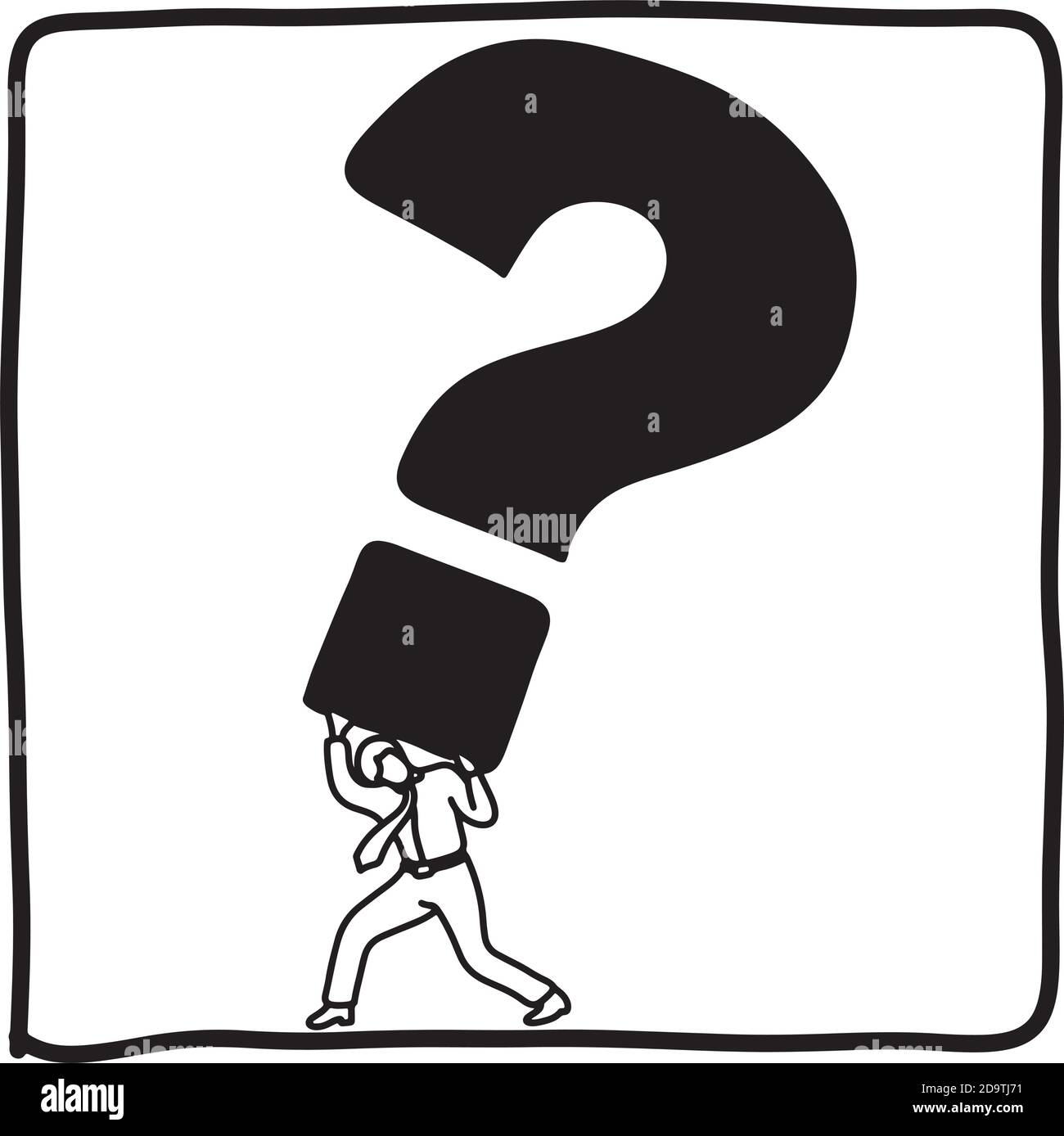 businessman holding big question mark vector illustration sketch doodle ...