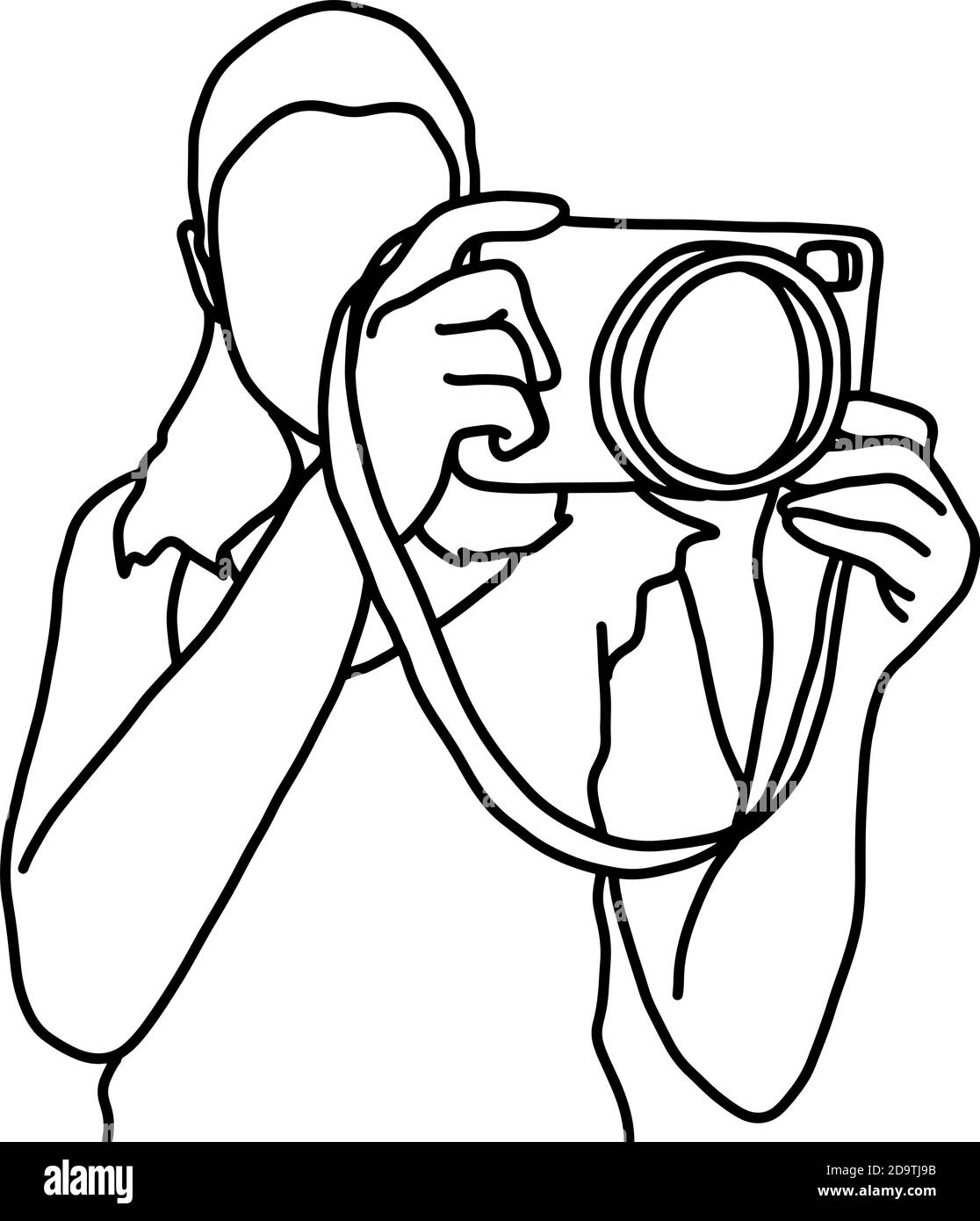 woman taking photo with camera vector illustration sketch doodle hand ...