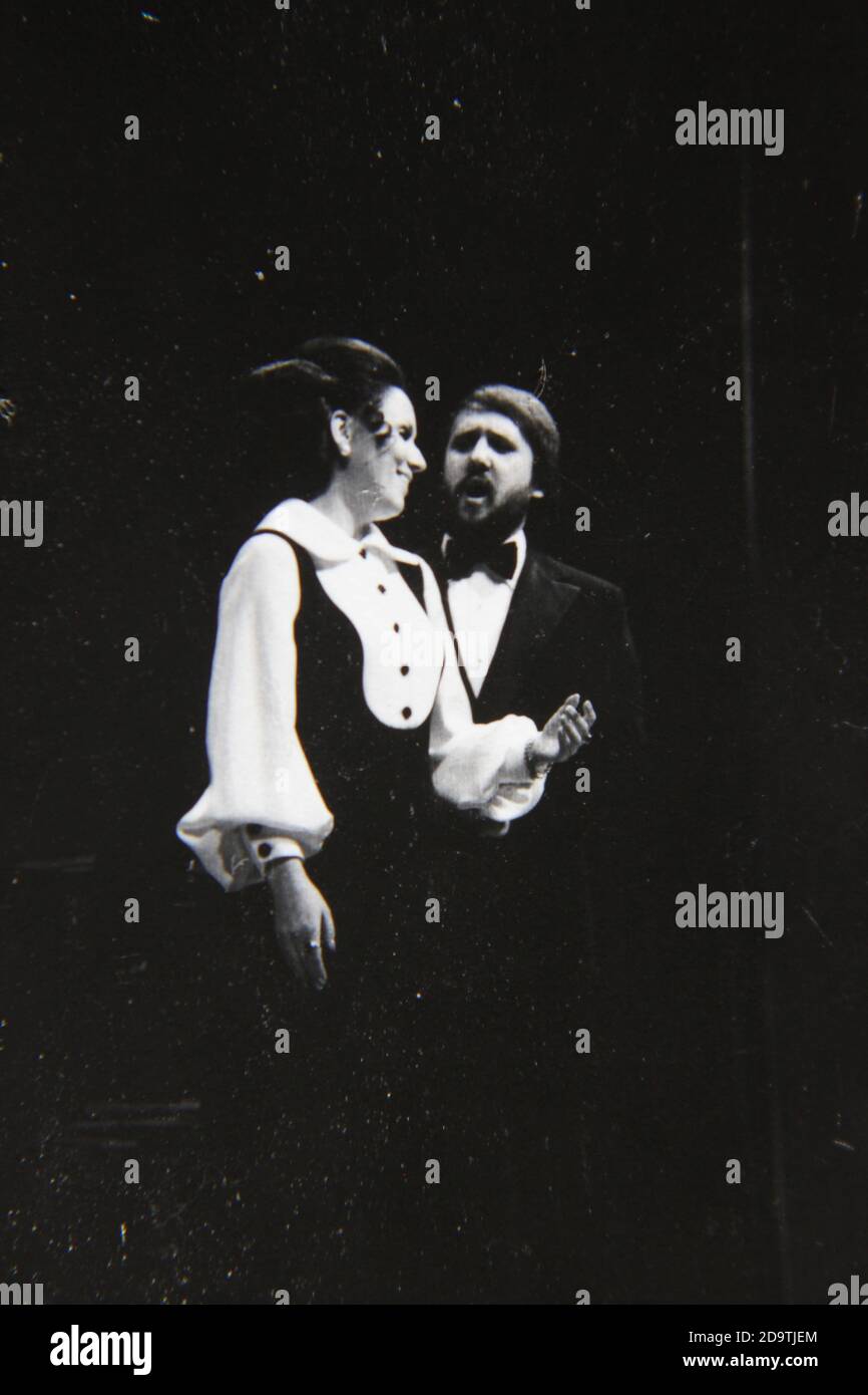 Fine 1970s vintage black and white photography of an on stage performance Stock Photo - Alamy