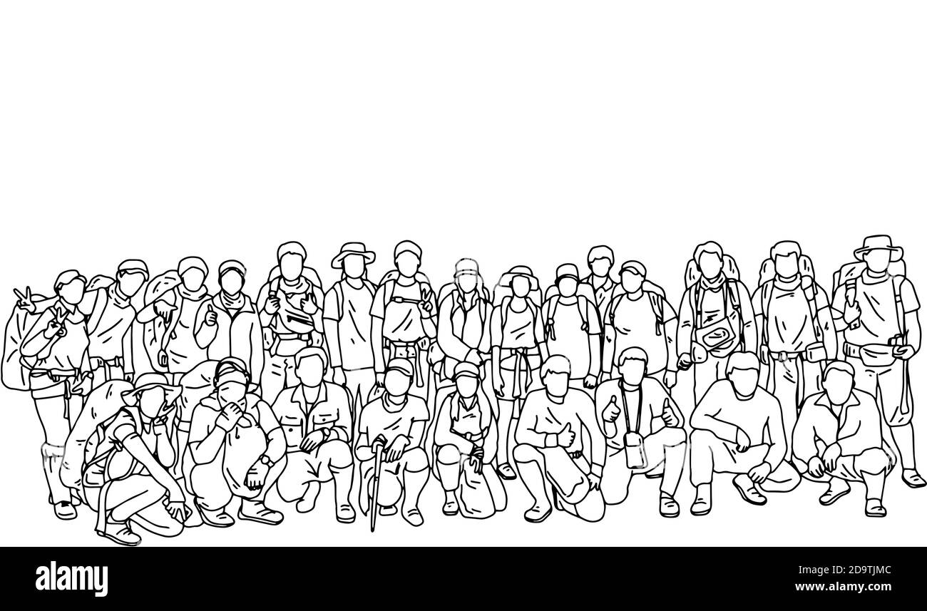 Group friends on walk Stock Vector Images - Alamy