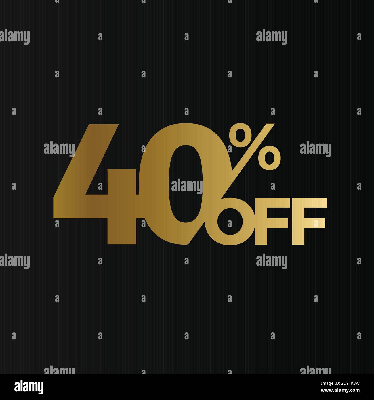 Golden 40 percent off flat cartoon style vector logo concept. 40 % sale ...