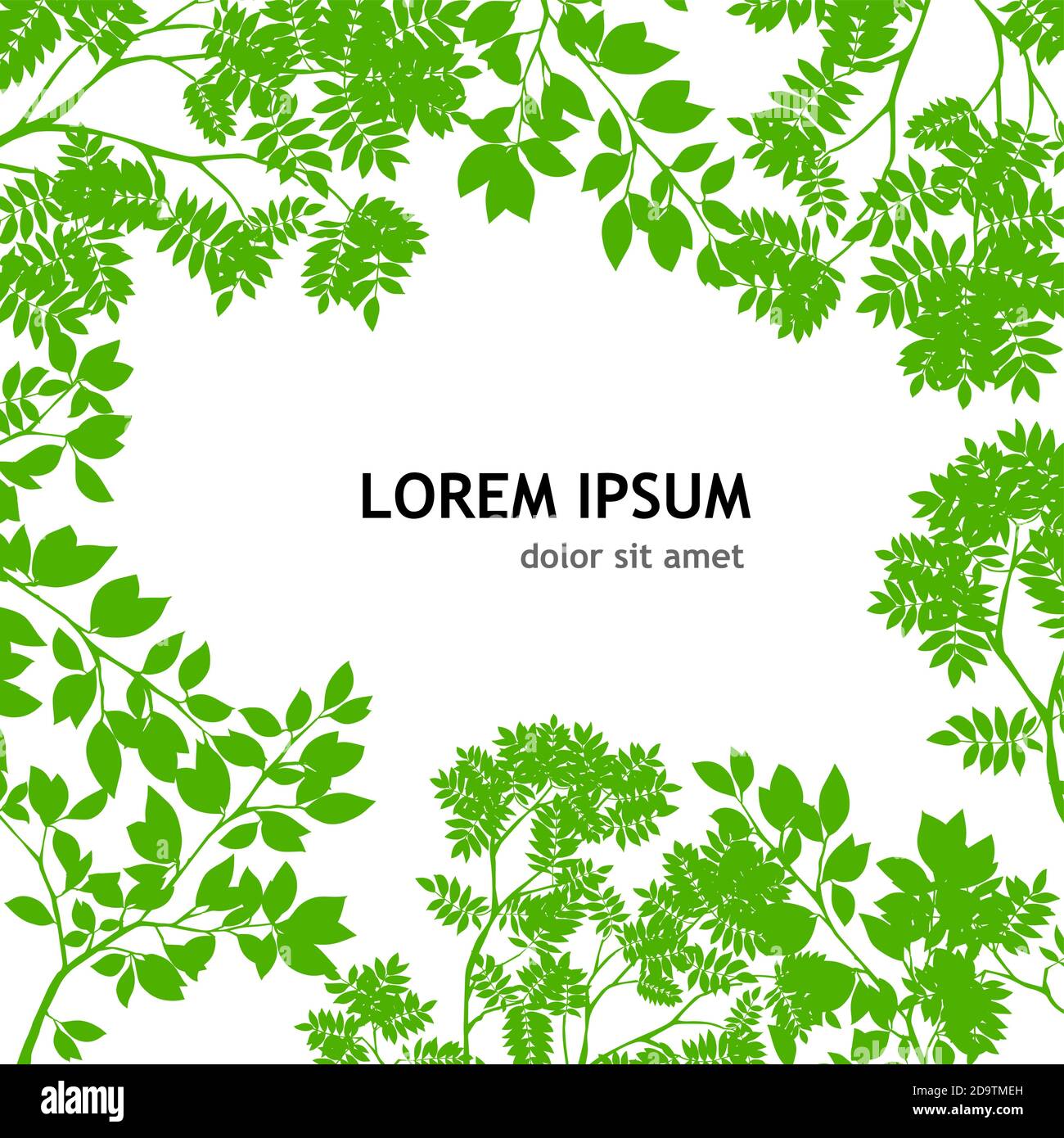 Background frame made of green leaves. Vector illustration Stock Vector ...