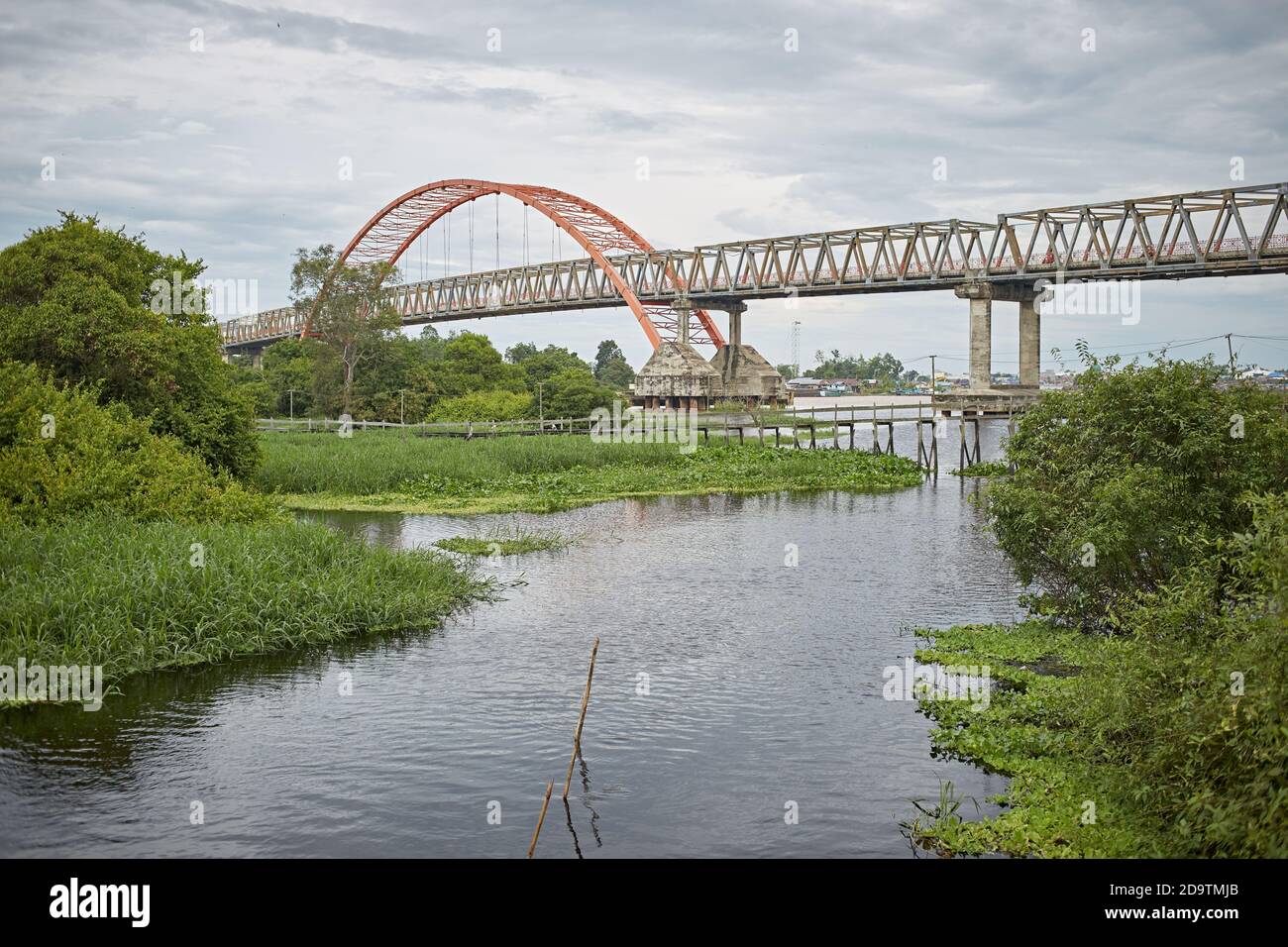 Palangka Raya, Kalimantan, Indonesia, February 2016. Kahayan bridge ...