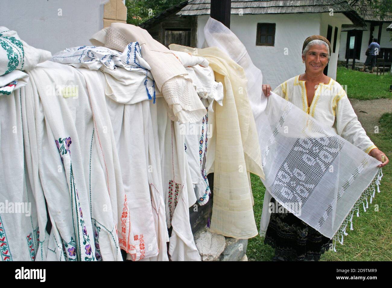 Brasov County, Romania. Woman selling traditional handmade Romanian ...