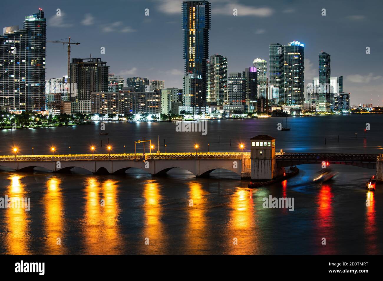 Skyline of miami biscayne bay reflections, high resolution Stock Photo ...
