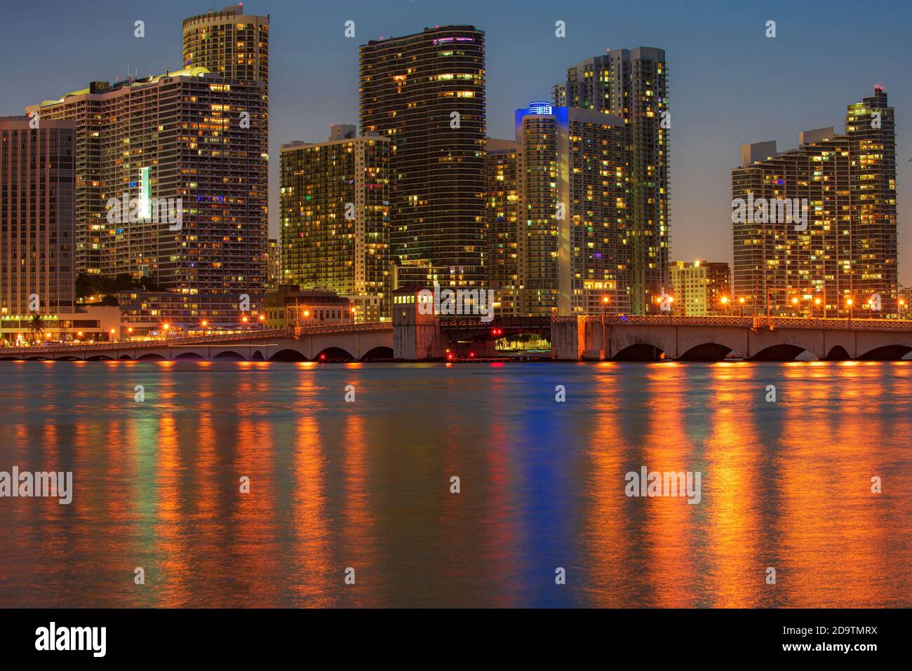 Miami City Skyline viewed from Biscayne Bay. Miami, Florida, USA ...