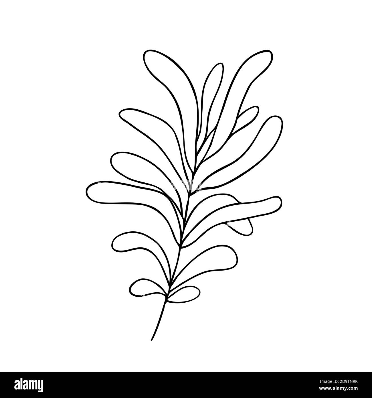 Leaves simple outline vector minimalist concept illustration, thin line ...