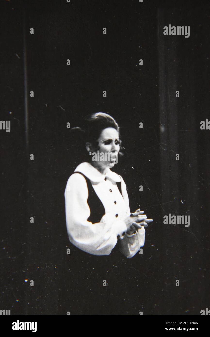 Fine 1970s vintage black and white photography of an on stage ...